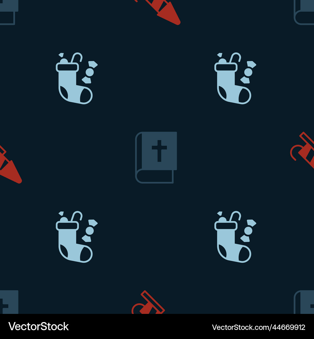 Set firework rocket holy bible book and christmas Vector Image