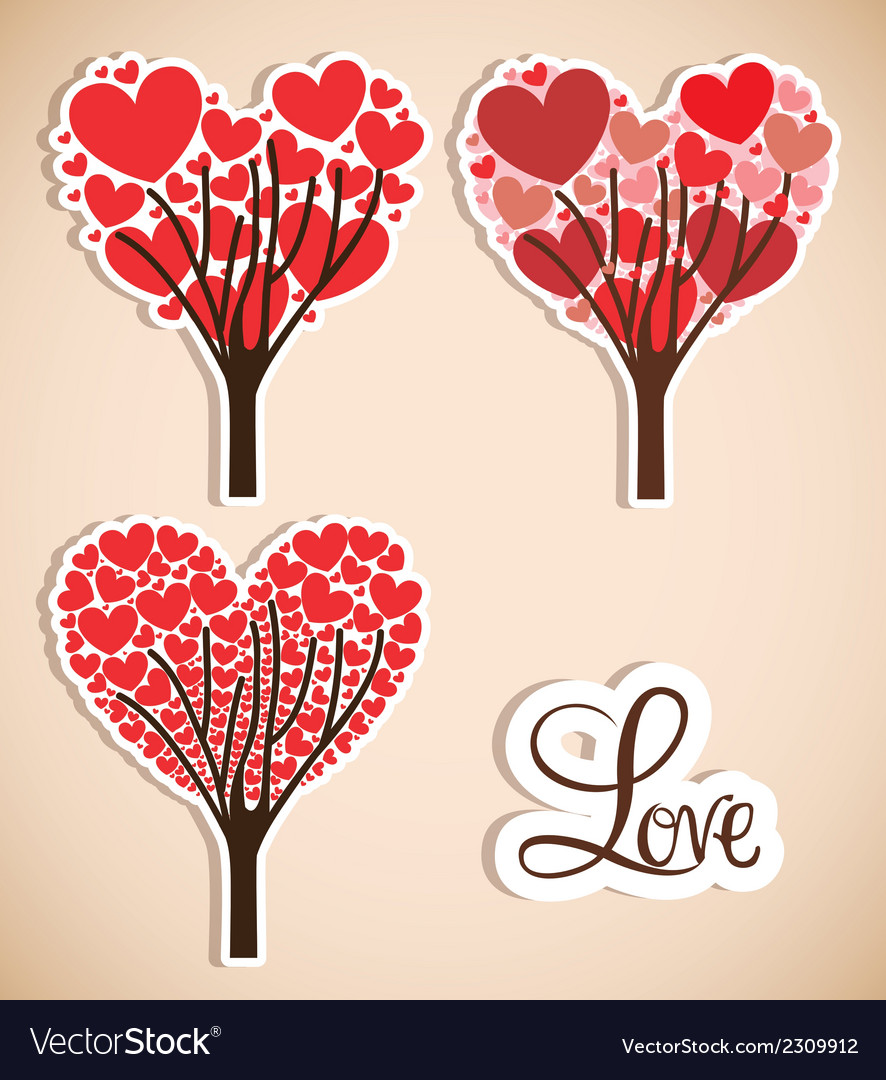 Tree hearts love and wedding icons Royalty Free Vector Image