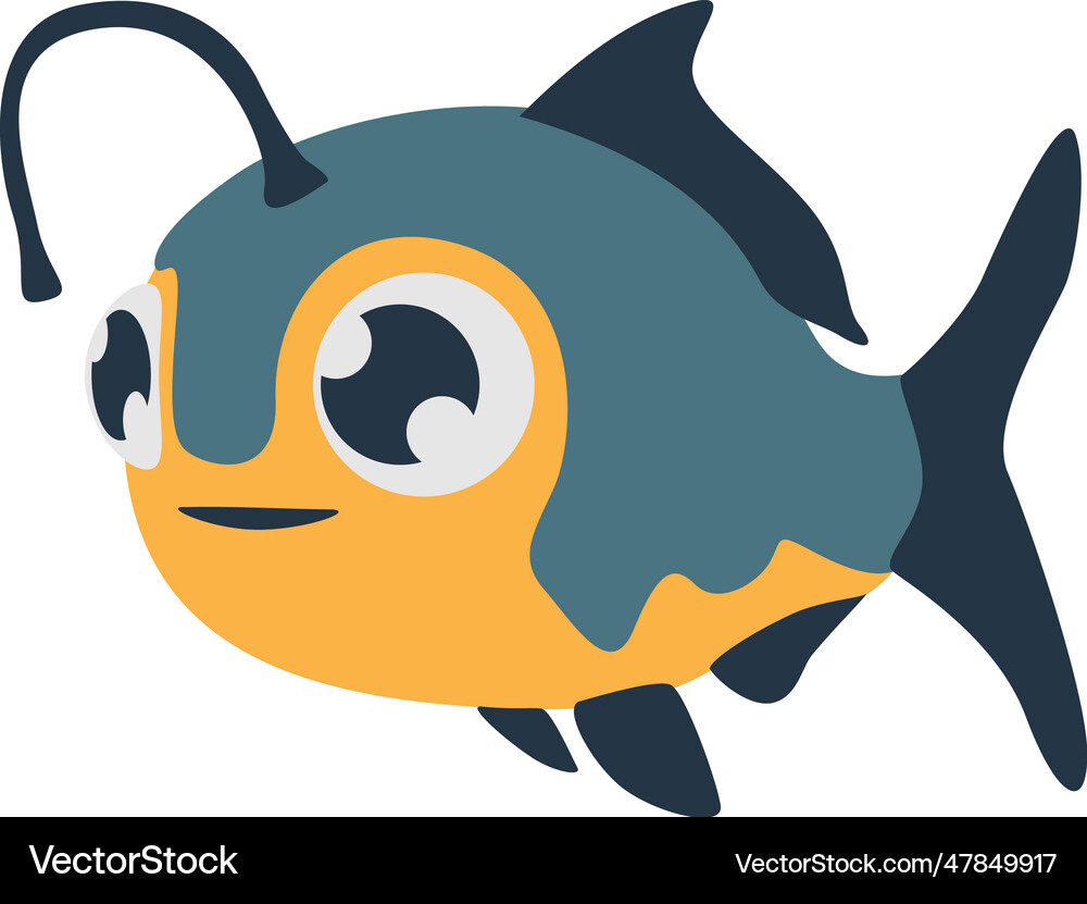 Angler fish cute fish ocean animals design Vector Image