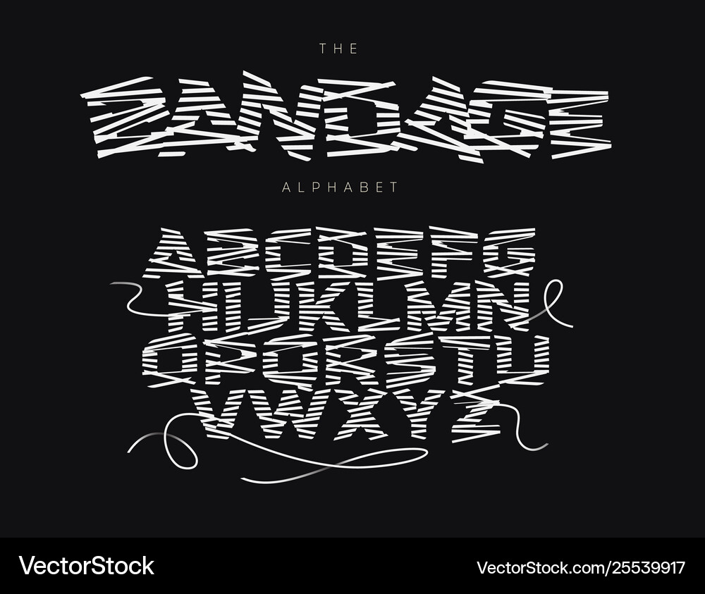 Bandage letters set white pencil shading Vector Image