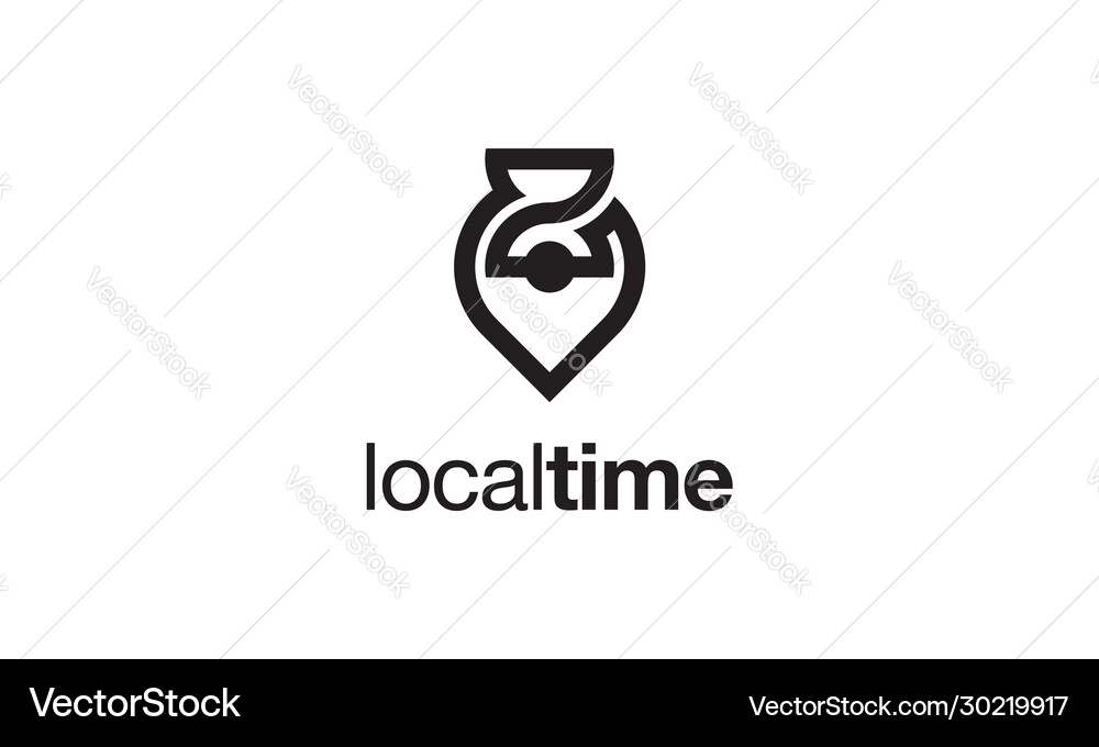 Black white local time clock time hourglass logo Vector Image