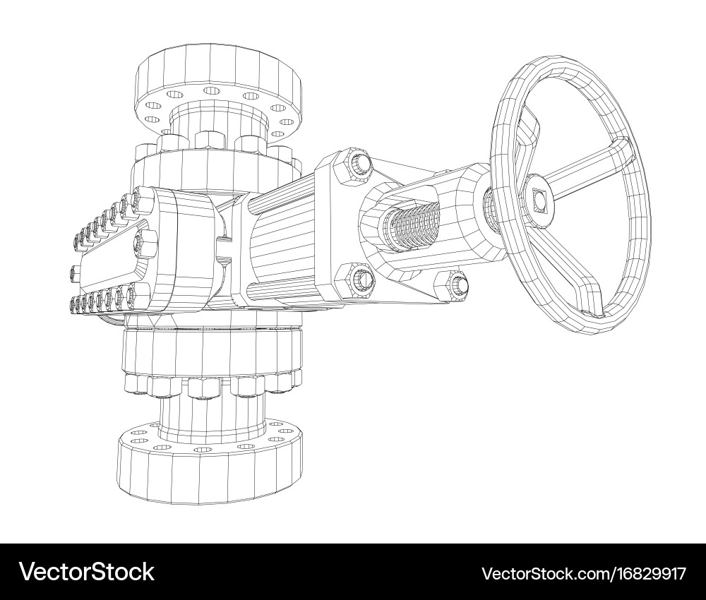 Blowout preventer wire frame style Royalty Free Vector Image