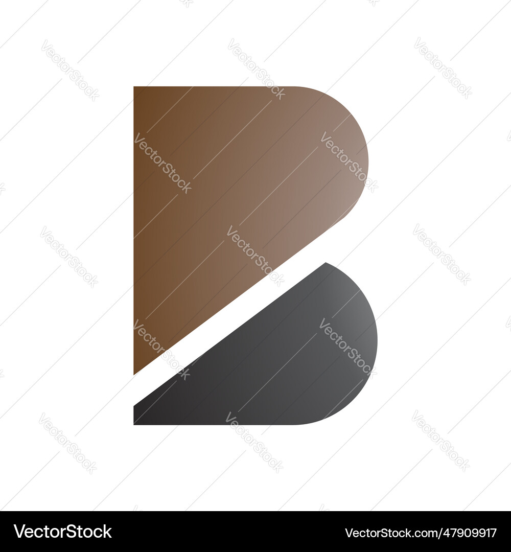 Brown and black bold letter b icon Royalty Free Vector Image