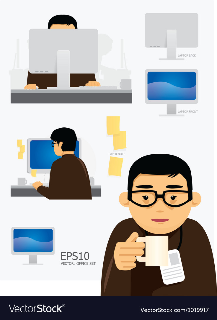 Characters office work set Royalty Free Vector Image