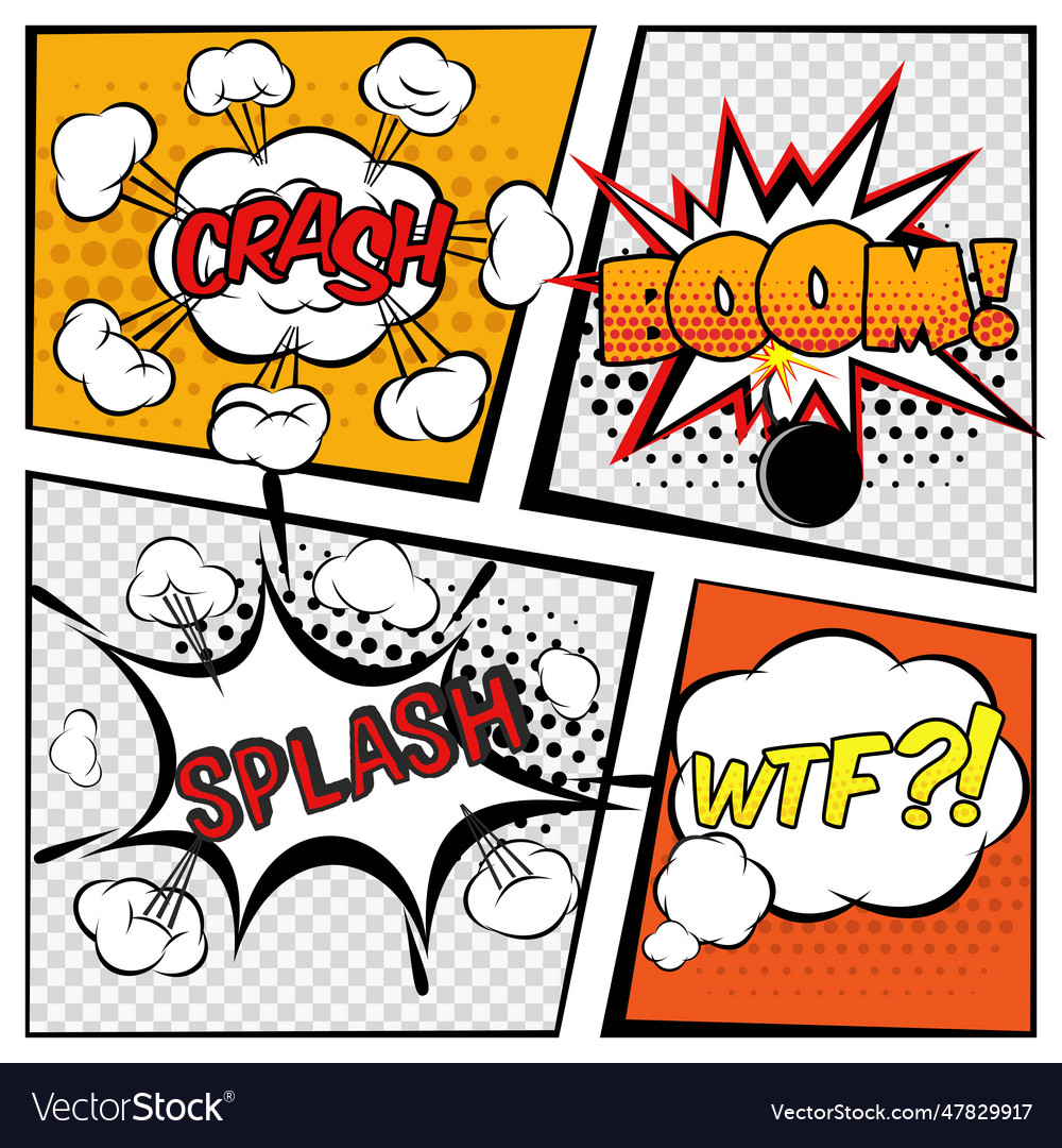Comic boom set Royalty Free Vector Image - VectorStock
