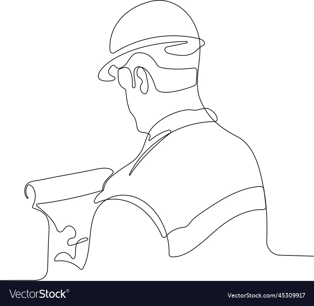 Continuous one line drawing ofengineer wearing Vector Image
