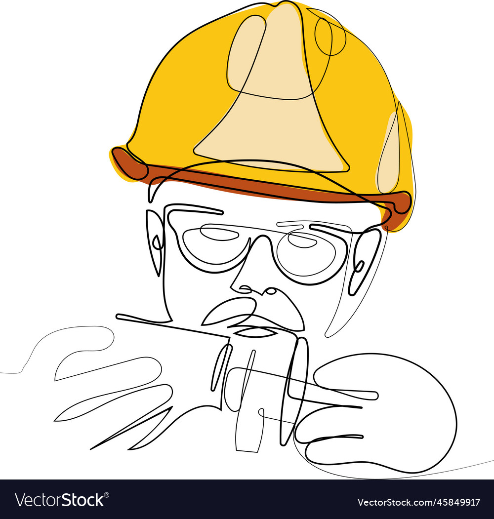 Continuous one line drawing ofengineer wearing Vector Image