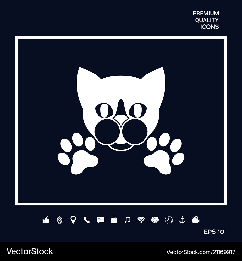 Cut cat with paws - logo symbol protect sign Vector Image