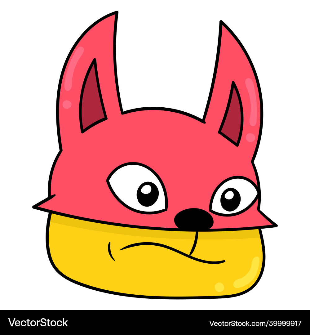 Fierce faced masked cat head doodle icon drawing Vector Image