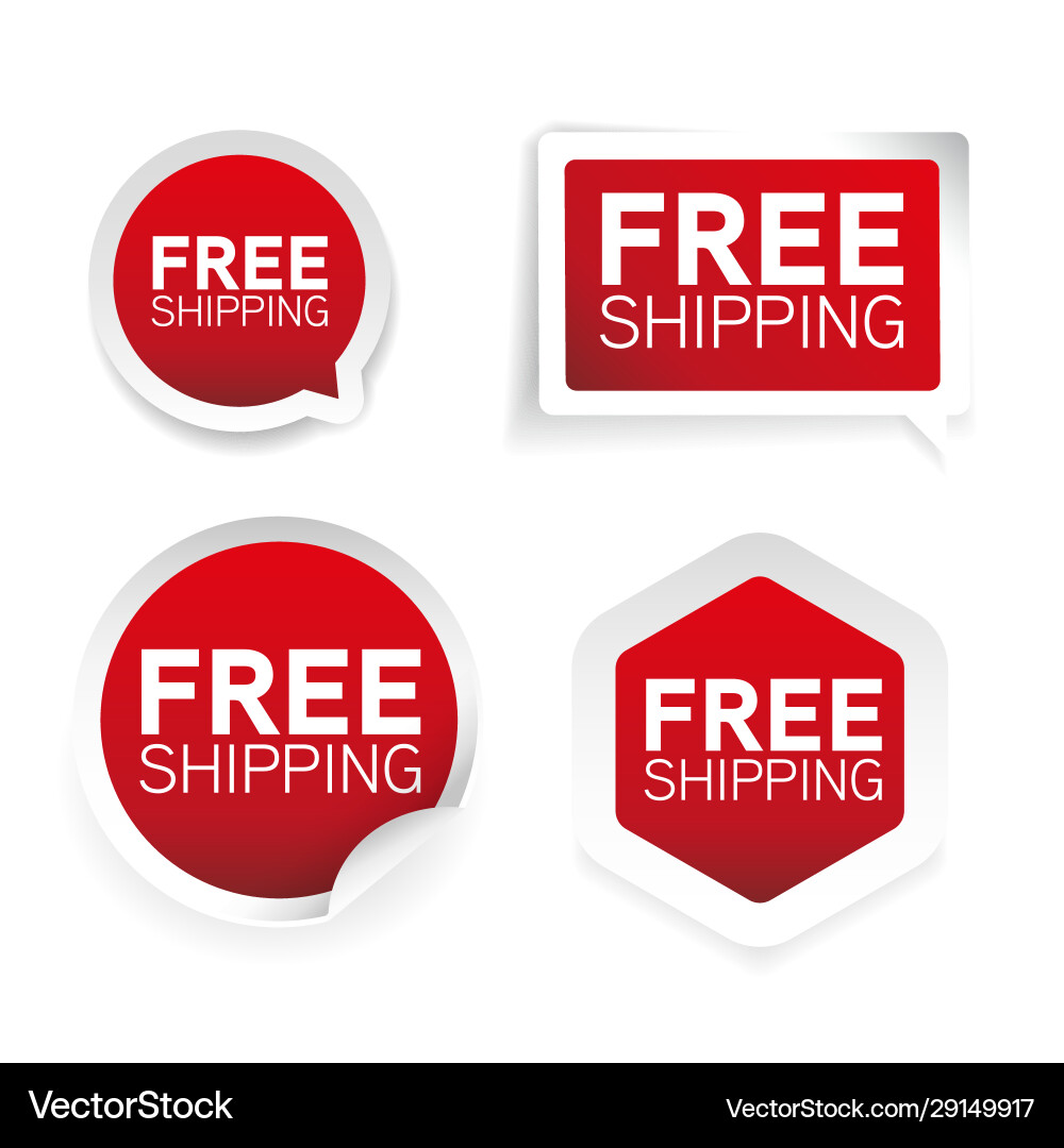 Free shipping red label sticker Royalty Free Vector Image
