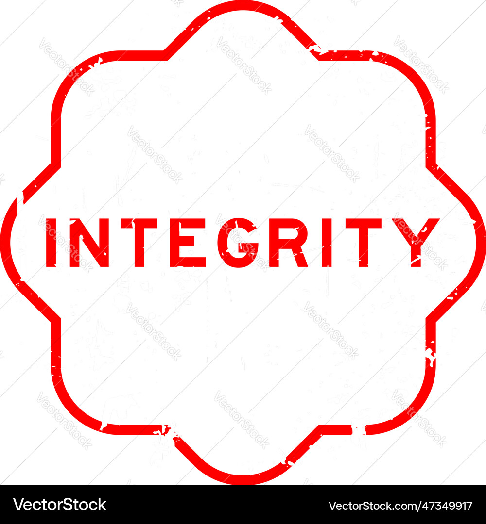 Grunge red integrity word rubber seal stamp Vector Image