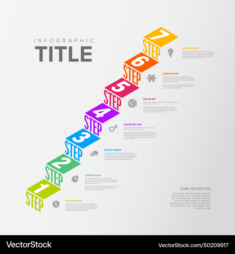 Infographic seven stairs steps diagram template Vector Image
