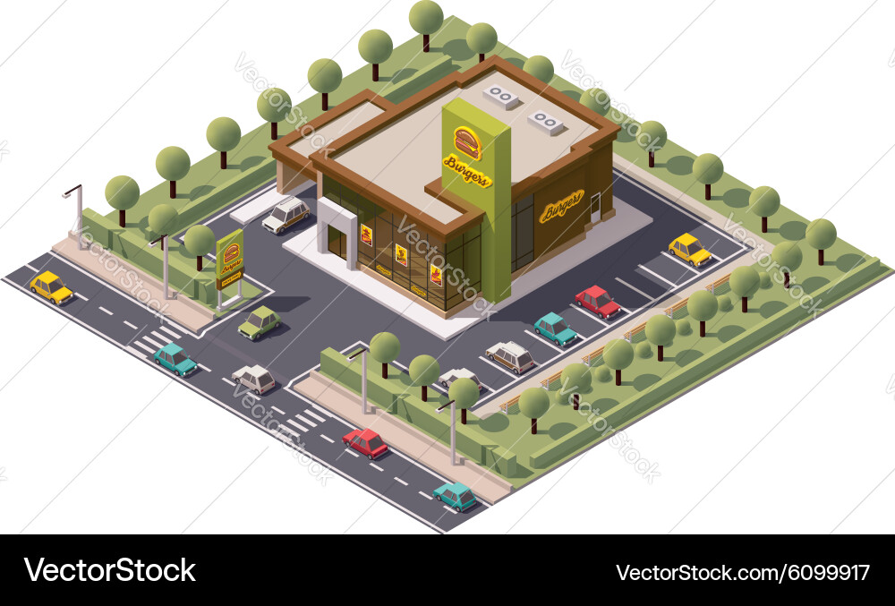 Isometric fast food restaurant Royalty Free Vector Image