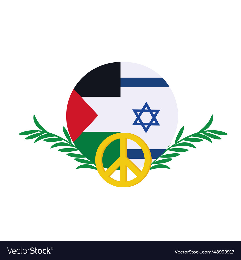 Israel and palestine flags with peace emblem Vector Image
