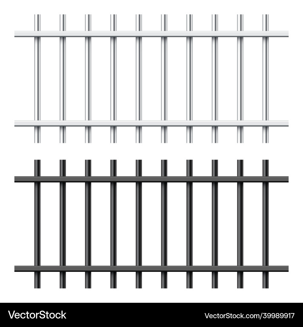 Realistic black and silver metal prison bars Vector Image