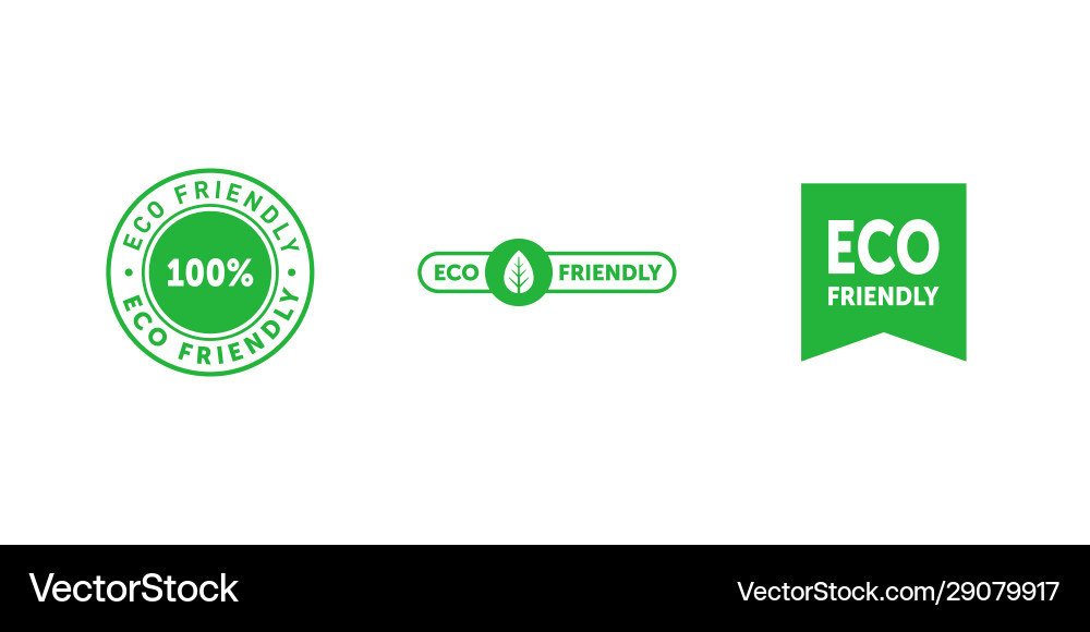 Set various eco friendly 100 percent green Vector Image
