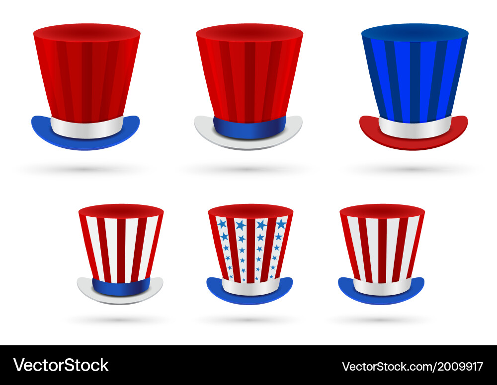 Six independence day hats set in different color Vector Image