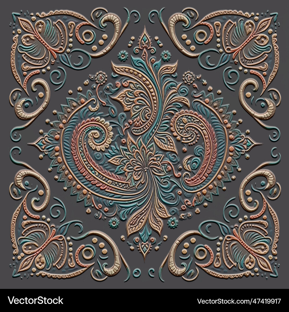 Textured vintage emboss 3d lines damask seamless Vector Image