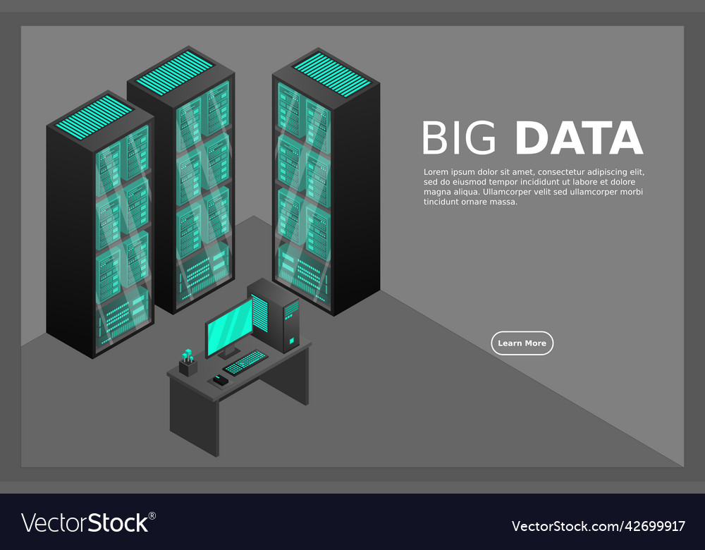 Web hosting and big data processing server room Vector Image
