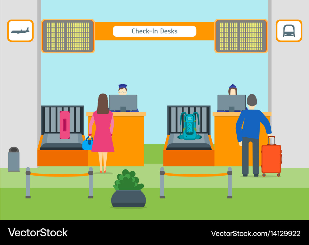 Cartoon airport check Royalty Free Vector Image