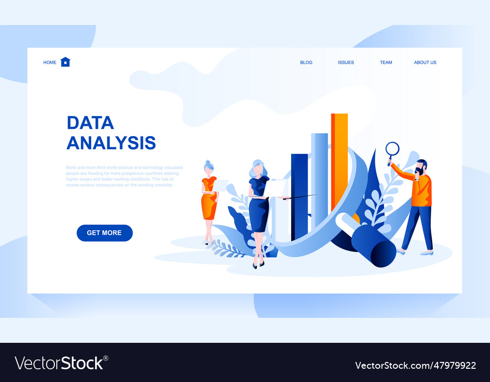 Data analysis landing page template with header Vector Image