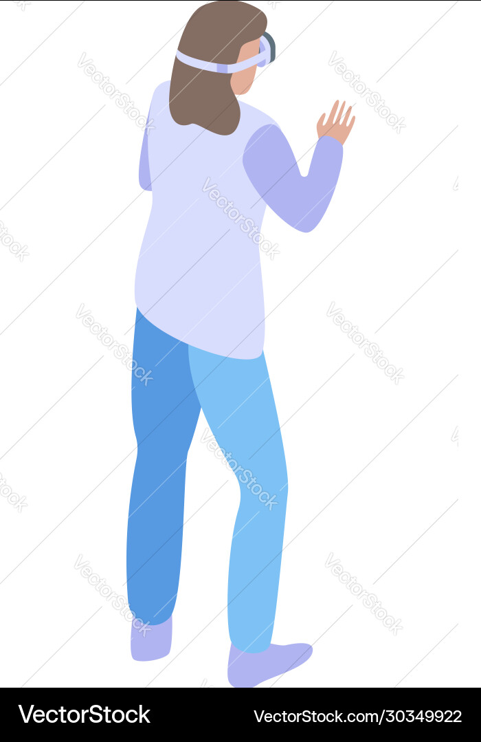Girl virtual reality icon isometric style Vector Image