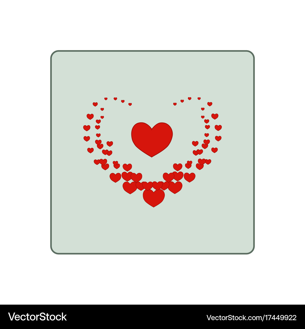Heard around big heart in square Royalty Free Vector Image