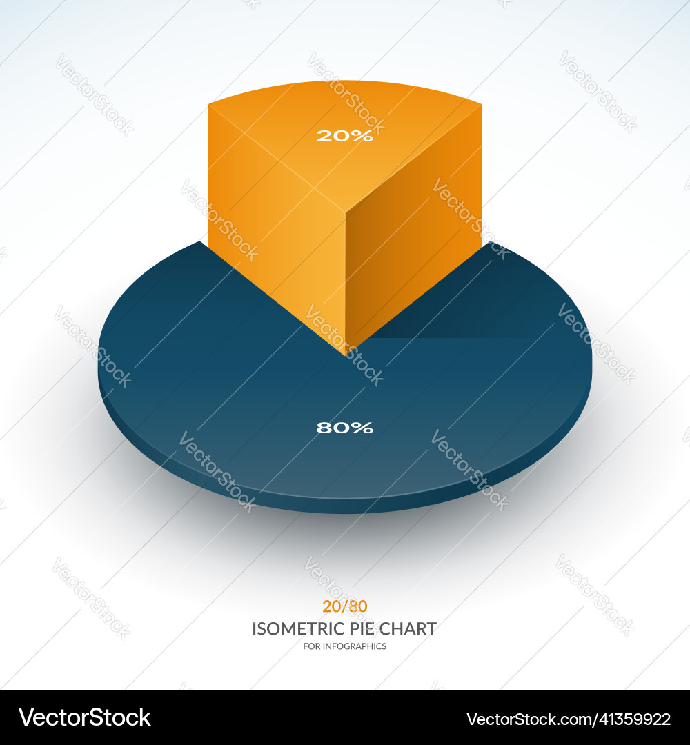 Infographic isometric pie chart 20 and 80 percent Vector Image