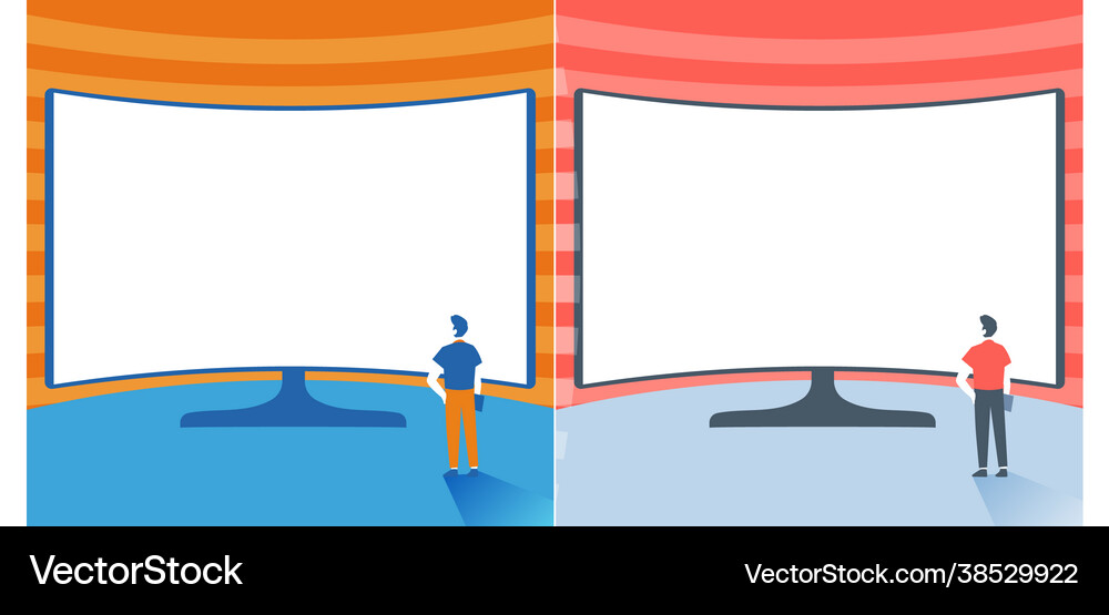 Man standing standing infront huge display Vector Image