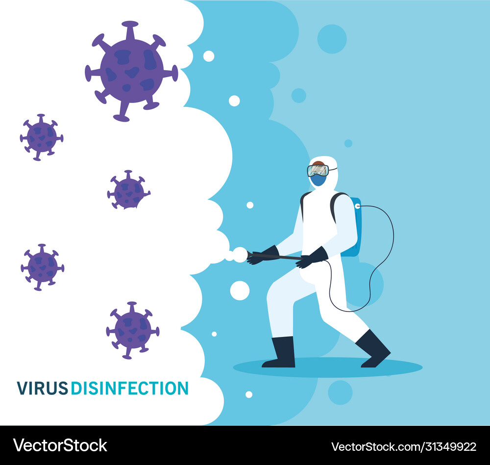 Person with protective suit or spraying viruses Vector Image