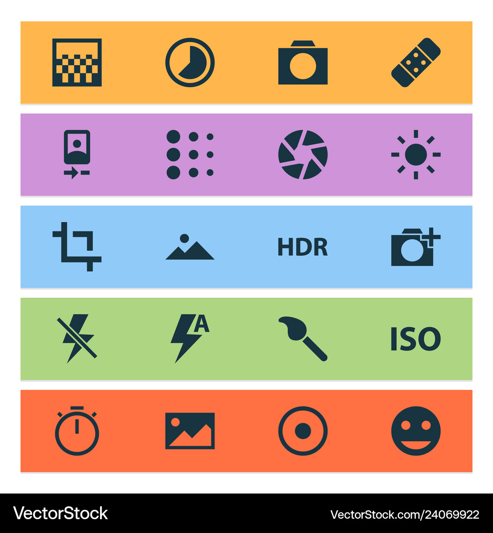Picture icons set with landscape blur automatic Vector Image
