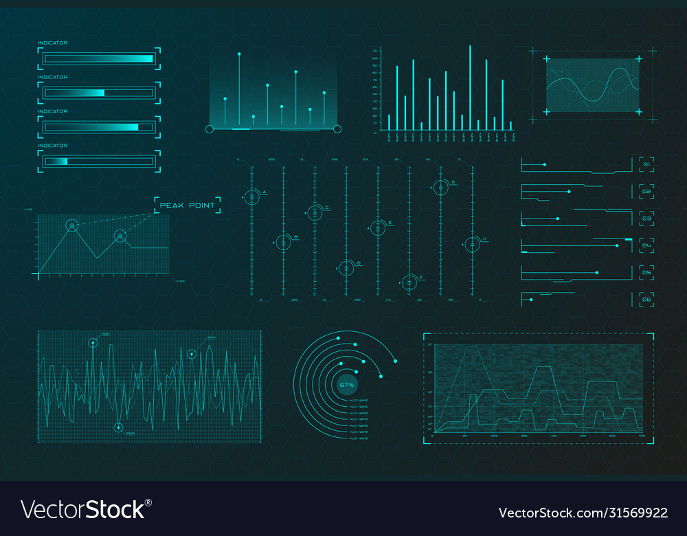 Set hud infographic elements sci-fi charts Vector Image Set hud infographic elements sci-fi charts Vector Image