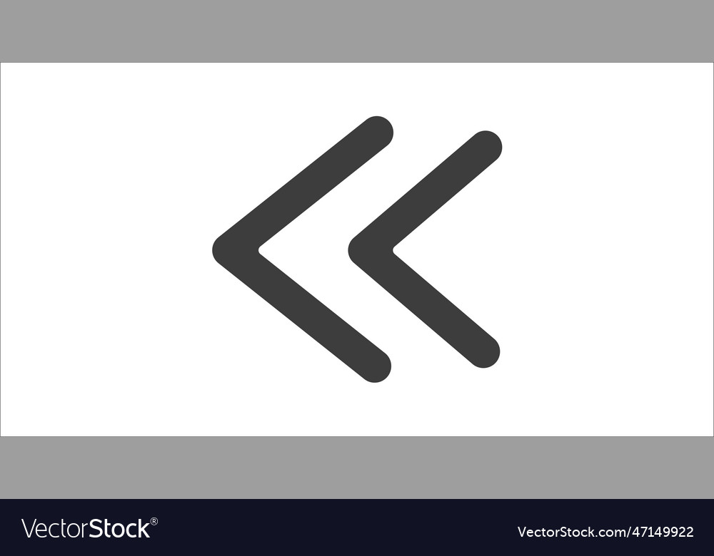 Two left arrows icon filled Royalty Free Vector Image