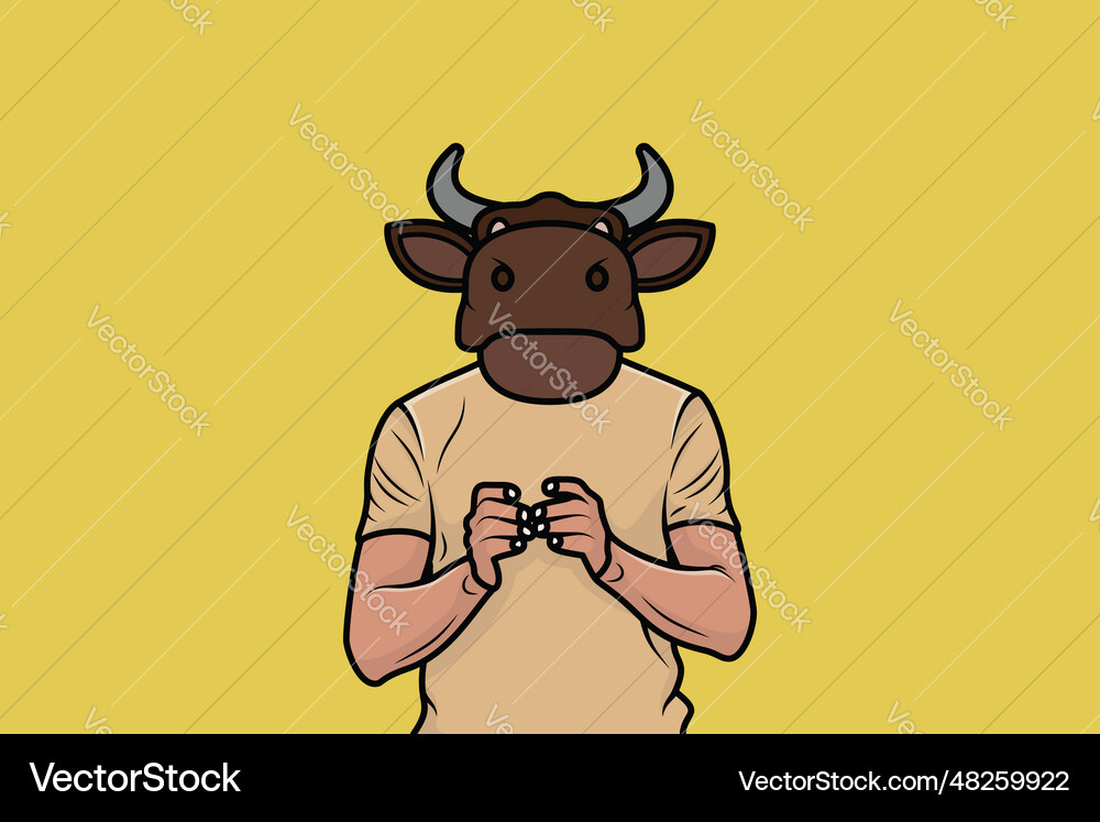 Young man body with bull head Royalty Free Vector Image