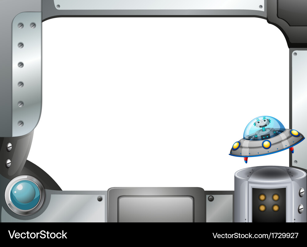 A metal frame with a robot inside a saucer Vector Image
