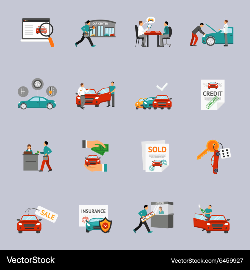 Car Dealership Icon Set Royalty Free Vector Image