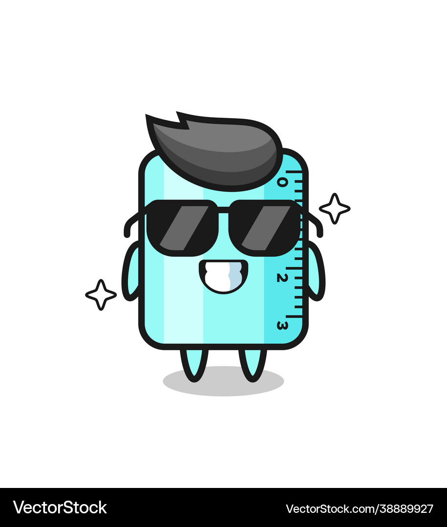 Cartoon mascot ruller with cool gesture Royalty Free Vector