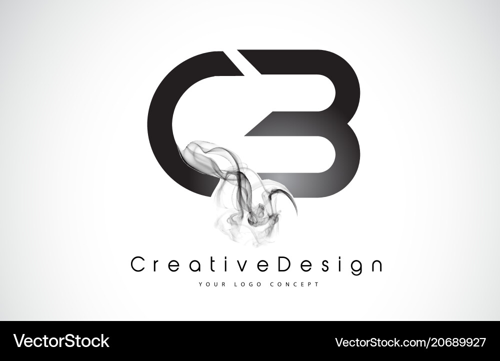 Cb letter logo design with black smoke Royalty Free Vector