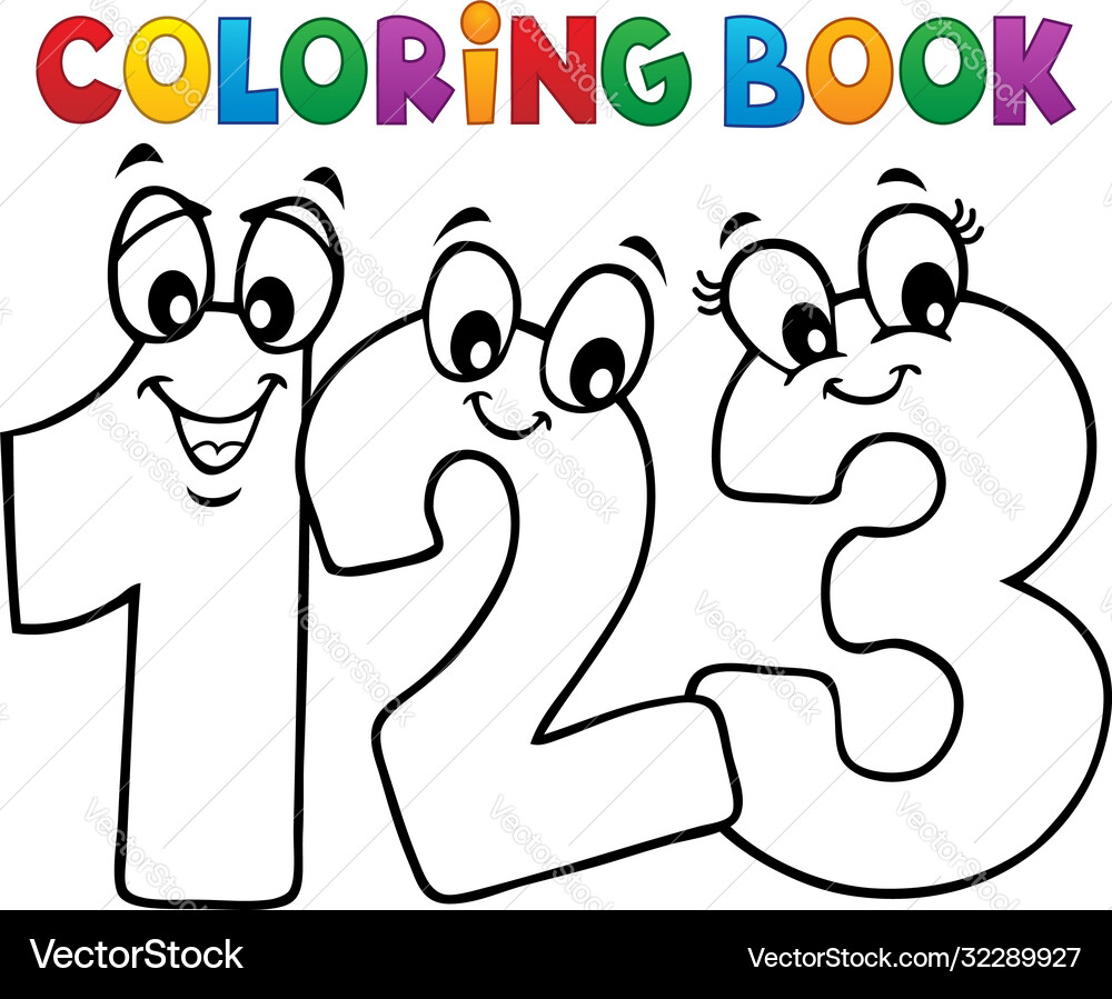 Coloring book cartoon numbers image 1 Royalty Free Vector
