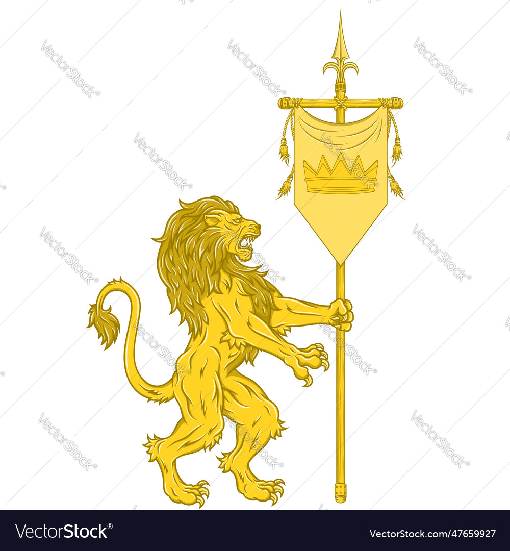 Design of lion with pennant Royalty Free Vector Image