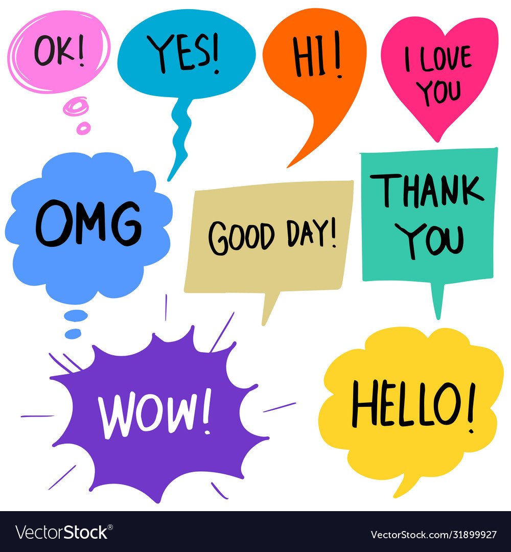 Hand drawn set colorful speech bubbles Royalty Free Vector Hand drawn set colorful speech bubbles Royalty Free Vector