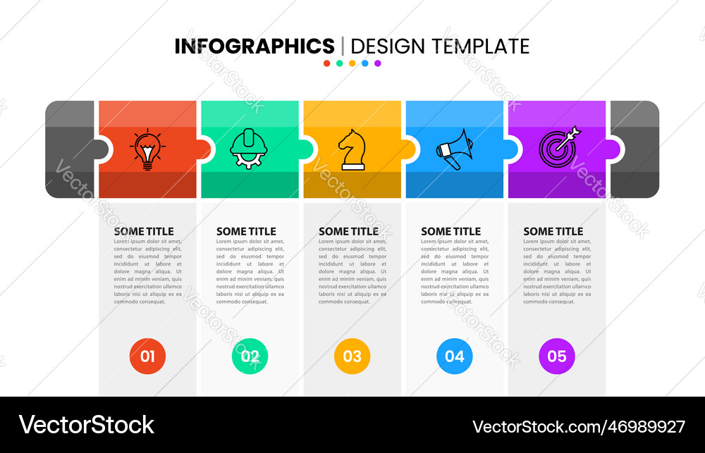 Infographic template puzzle with 5 steps and icons