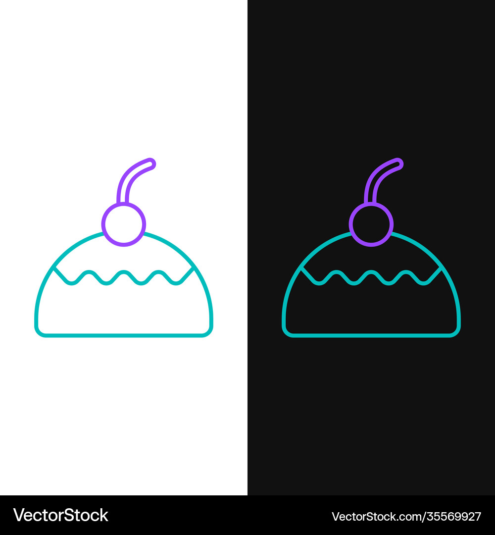 Line cake icon isolated on white and black Vector Image