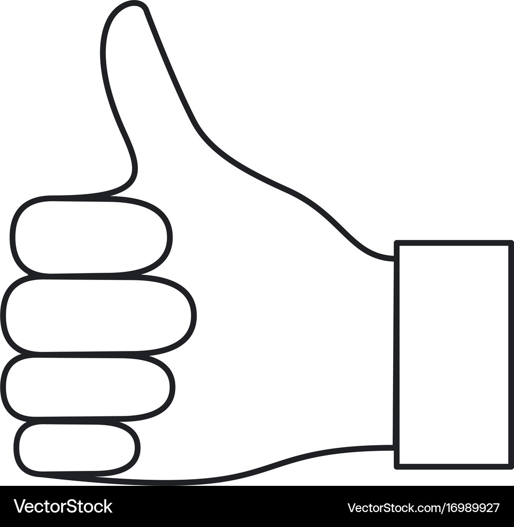 Monochrome silhouette right hand thumb up Vector Image