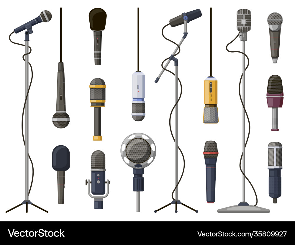 Music microphones studio sound broadcast Vector Image