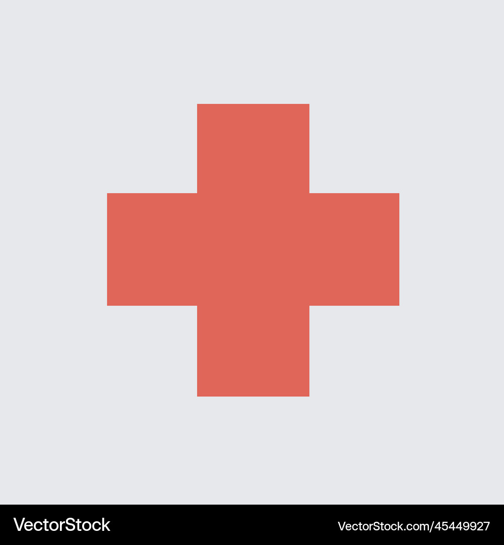 Red cross emblem flat icon mercy and help Vector Image