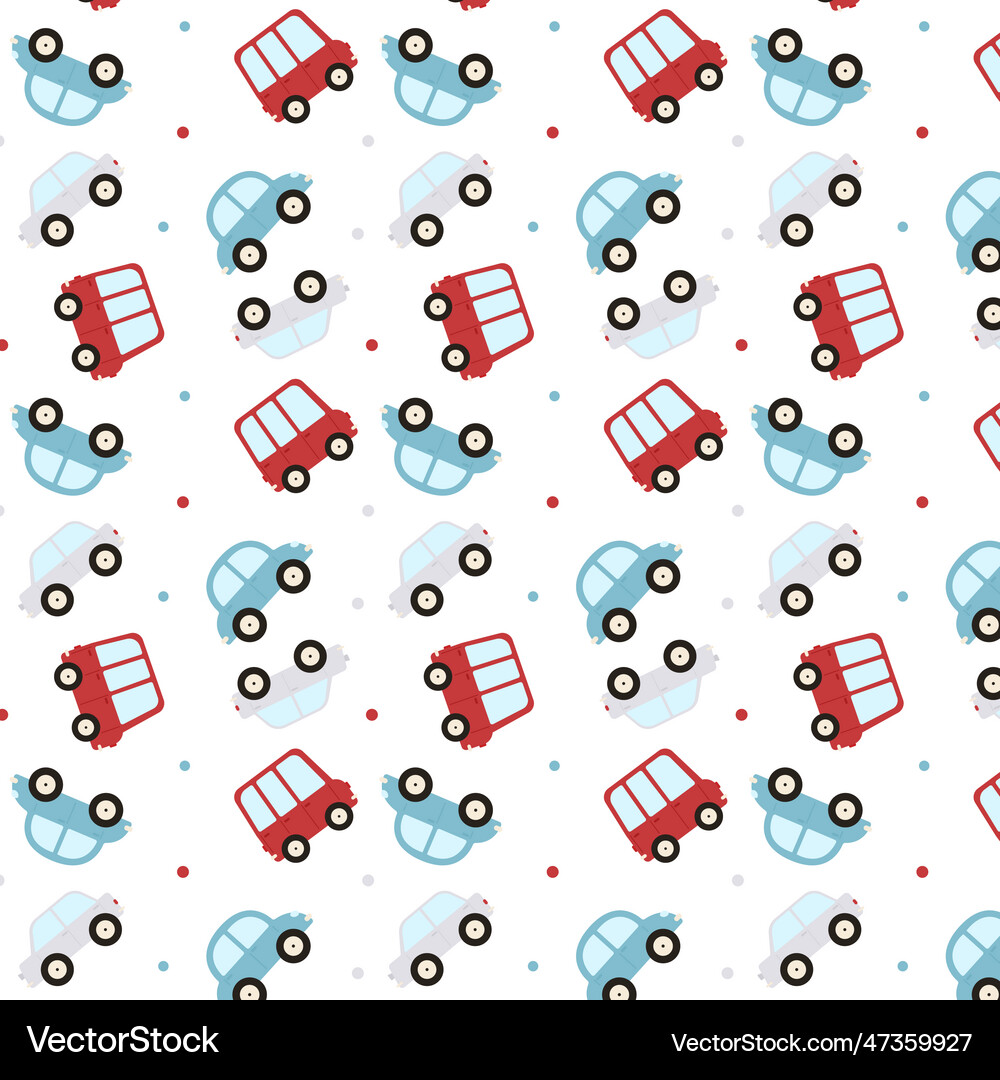 Seamless pattern with cartoon cars background Vector Image