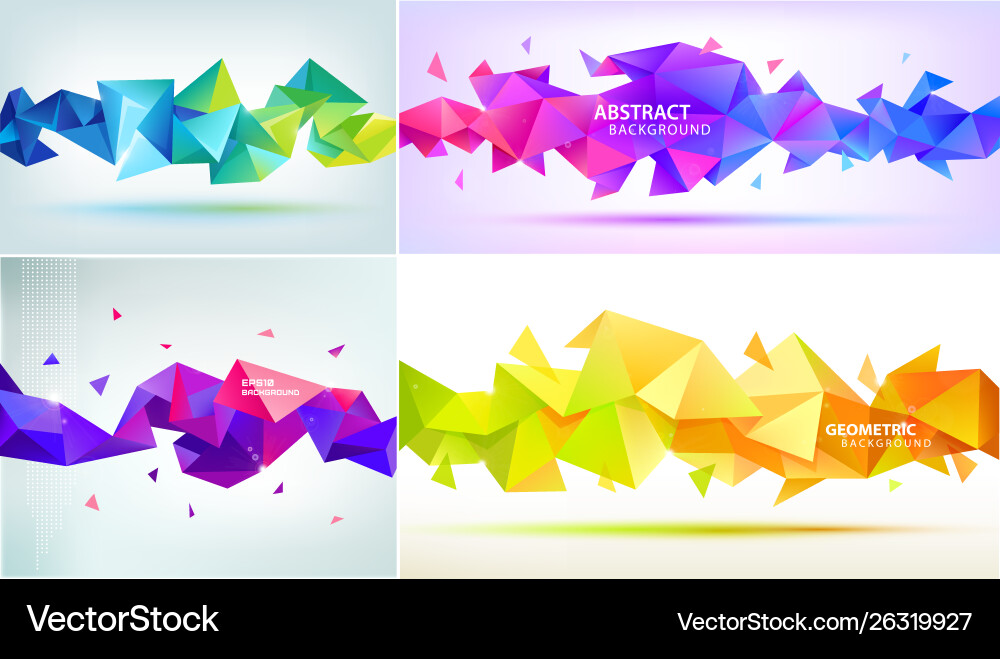 Set abstract geometric 3d facet shapes Royalty Free Vector