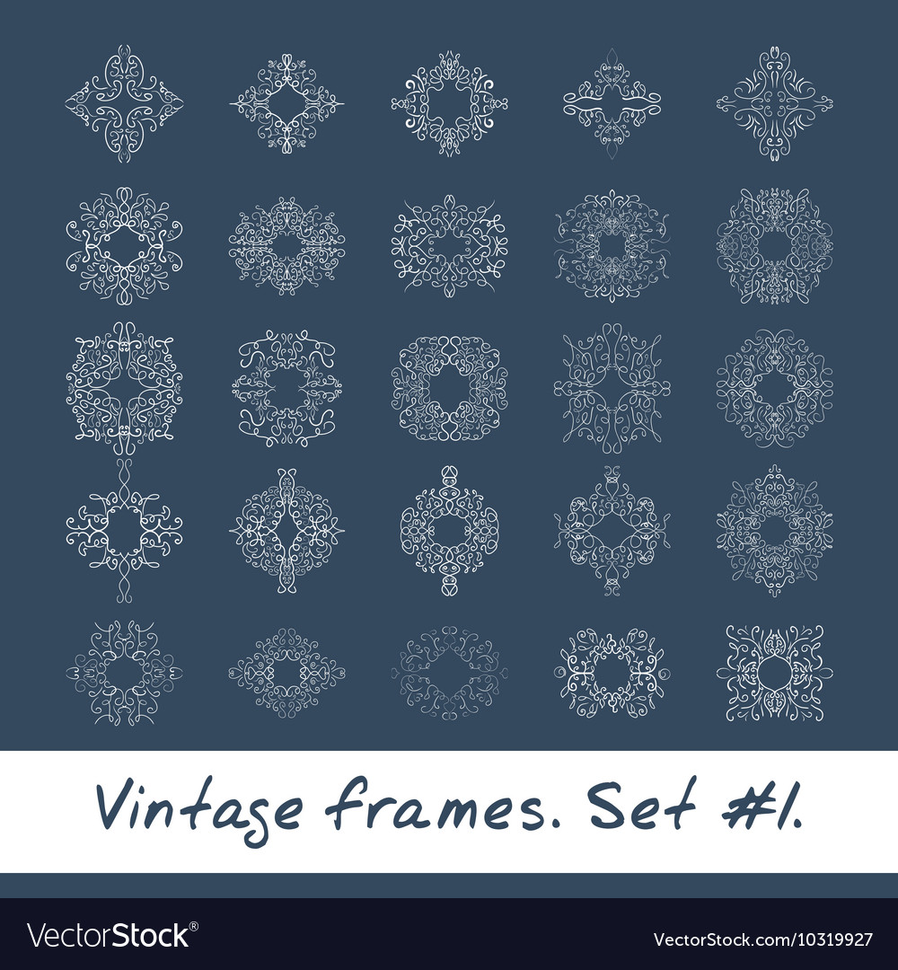 Set round frames nine decorative elements Vector Image