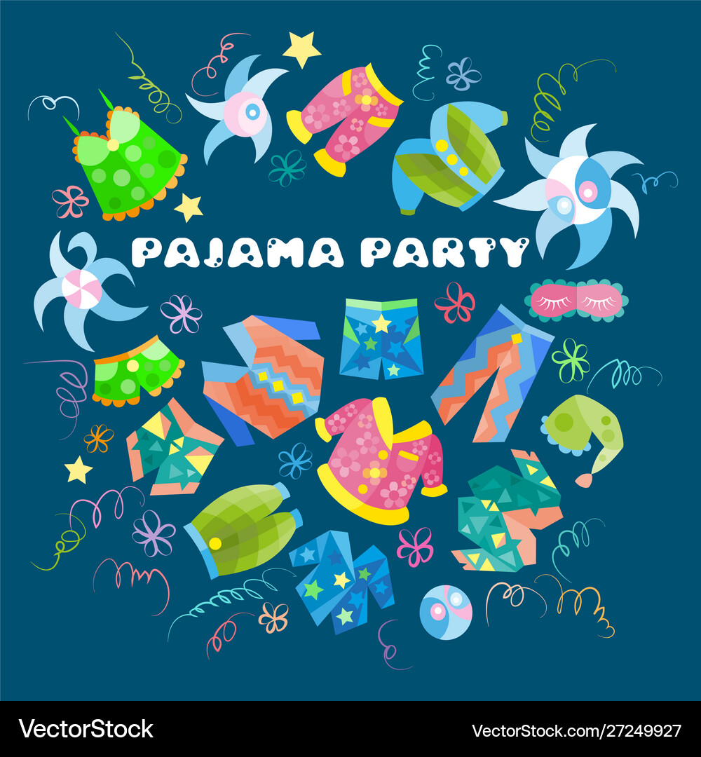 Typography card for a pajama party Royalty Free Vector Image